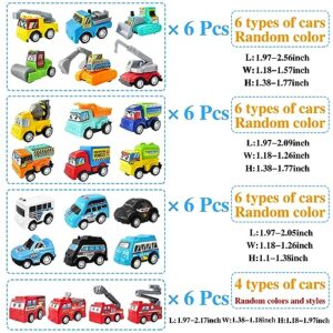 Juuxncgv 24PCS Pull Back City Cars Toys,Mini Model Vehicle Set,Mini Play Truck Bulk for Party Favors,Christmas,Toddlers,Easter,Gift