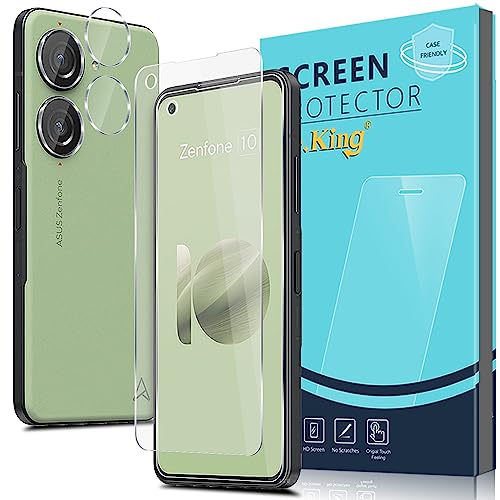 Zeking [2+2Pack for Asus Zenfone 10 (2023) Tempered Glass and Camera Lens Protector, HD Clear 9H Hardness [Case Friendly] Film Bubble Free