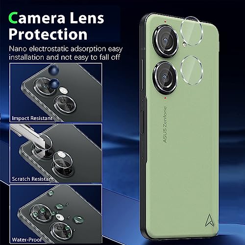 Zeking [2+2Pack for Asus Zenfone 10 (2023) Tempered Glass and Camera Lens Protector, HD Clear 9H Hardness [Case Friendly] Film Bubble Free