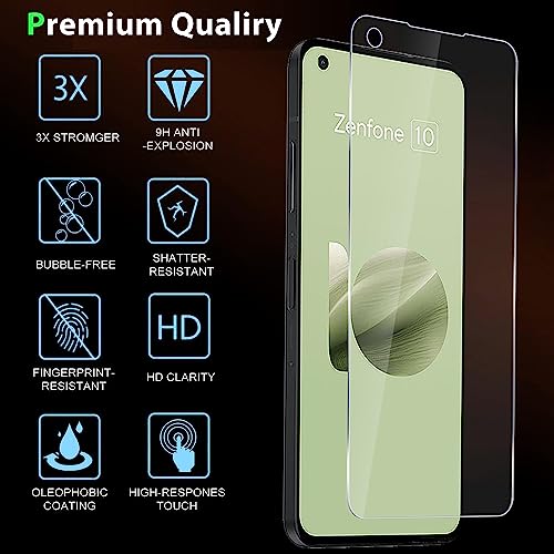 Zeking [2+2Pack for Asus Zenfone 10 (2023) Tempered Glass and Camera Lens Protector, HD Clear 9H Hardness [Case Friendly] Film Bubble Free