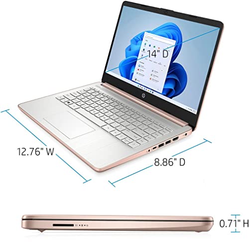 HP Newest 14" Ultral Light Student Laptop, Intel N4120 Quad-Core(> N4020), 8GB RAM, 192GB Storage(64GB eMMC+128GBSD Card), One Year Office 365, WiFi, Webcam, HDMI, USB-A&C, Win 11