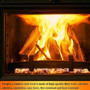 Frienda 12 oz Glowing Embers Rock Wool Mixed with Vermiculite Crackling Ash for Gas Fireplace Realistic Fake Coals for Indoor Vented Gas Fireplace Gas Log Sets Insert Fire Pit Stoves