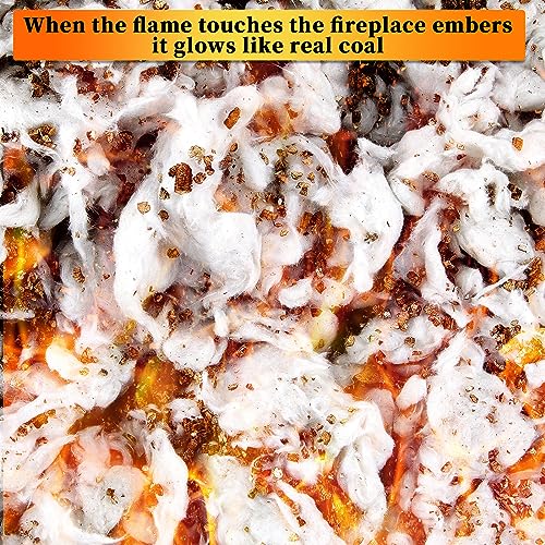 Frienda 12 oz Glowing Embers Rock Wool Mixed with Vermiculite Crackling Ash for Gas Fireplace Realistic Fake Coals for Indoor Vented Gas Fireplace Gas Log Sets Insert Fire Pit Stoves