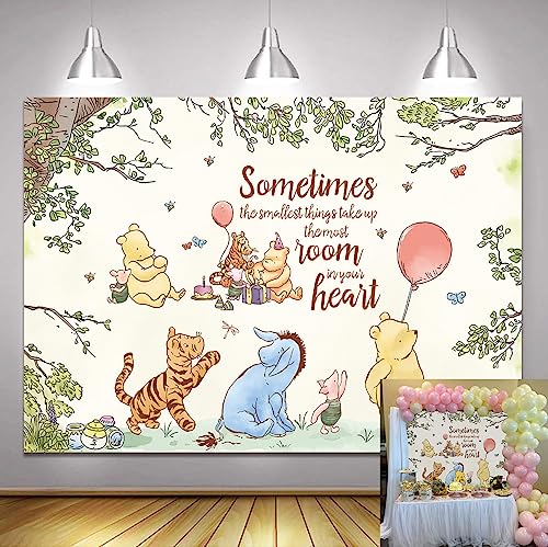 Classic Bear Backdrop Cartoon Animal Honey Bear Forest Friends 1st Birthday Photography Background Banner Boy Girls Newborn Baby Shower Party Decorations Supplies (8x6ft)