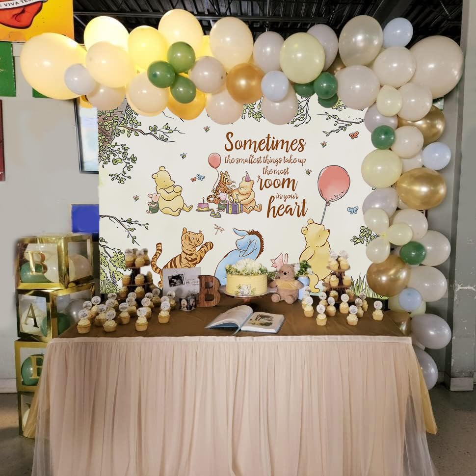 Classic Bear Backdrop Cartoon Animal Honey Bear Forest Friends 1st Birthday Photography Background Banner Boy Girls Newborn Baby Shower Party Decorations Supplies (8x6ft)