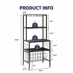 ijuicy Wine Bar Cabinet with LED Lights, Wine Rack Freestanding Floor, 4 Tier Home Bar Cabinet with Wine Storage & Glasses Holder, Wine Cabinet for Home Bar, Kitchen, Black