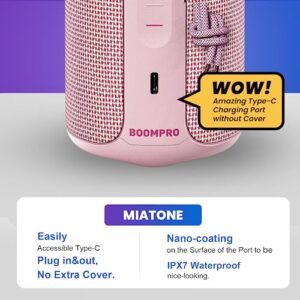 MIATONE 2 Pack BoomPro Bluetooth Speakers 2 x 36W Portable Speaker with Stereo Sound Bass, Bluetooth 5.3 Wireless Speaker (Black + Pink)