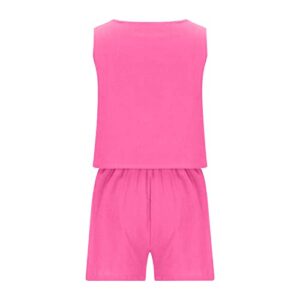 ZDRZK Womens Clothing Clearance Deals Workout Sets For Women 2 Piece 2 Piece Shorts Set For Women Summer 2023 Trendy Sleeveless Crop Tank Top And High Waisted Shorts Romper Outfits Hot Pink M