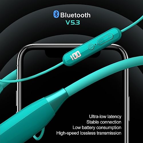 200H Playback Time Neckband Bluetooth Headphones, in Ear Wireless Earphones with Digital Display, Bluetooth 5.3, Game Mode, 7 EQ Modes, Support TF Card, Multi-point Connection, USB-C Fast Charging