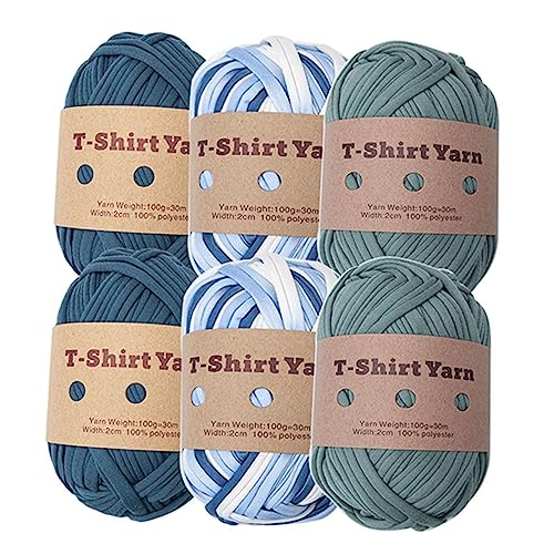 6Pcs T Shirt Yarn Knitting Yarn Tubular Yarn Bag Making Supplies for Crochet Blanket, Style A