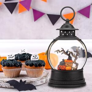 HOLYHOM Halloween Snow Globe Lantern - Lighted Snow Globe Halloween Decorations with Music and 6H Timer, 10" Black Cat Glitter Lantern for Halloween Party Indoor Home Décor, DWHTY-SG4320HW