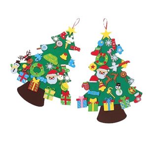 bestoyard 2 sets felt christmas tree wall hanging decor kids decor mantel decor xmas decoration christmas tree hanging ornaments felt christmas tree wall hanging christmas decoration manual