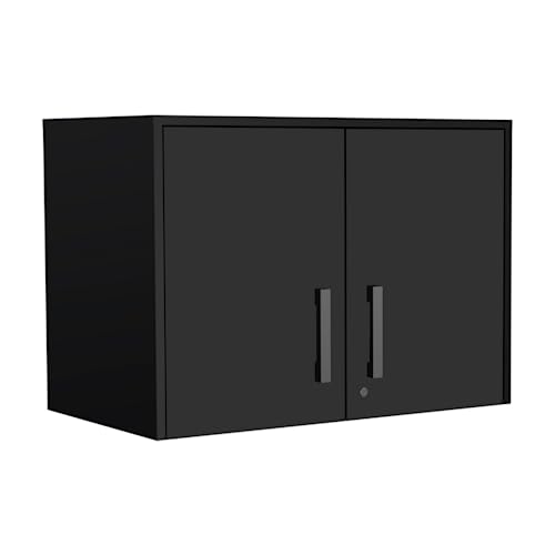 Wall Storage Cabinet Lions, Three Interior Shelves, Double Door-Black