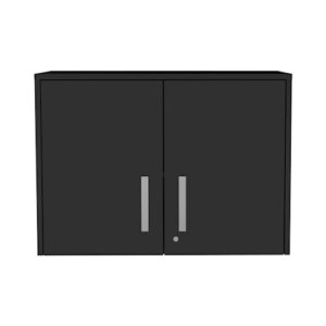 Wall Storage Cabinet Lions, Three Interior Shelves, Double Door-Black