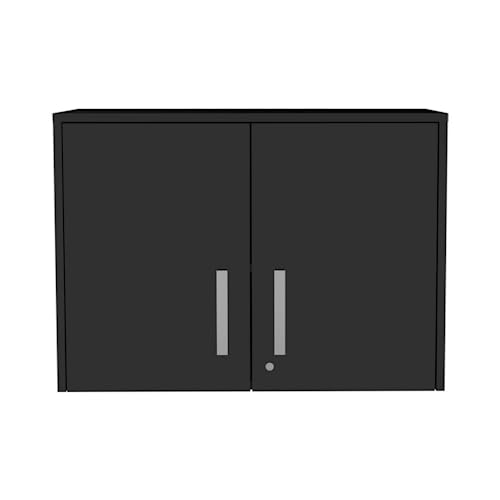 Wall Storage Cabinet Lions, Three Interior Shelves, Double Door-Black