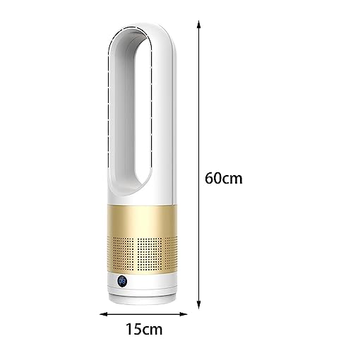 ＫＬＫＣＭＳ Bladeless Fan, Floor Fan, Mute Oscillating Portable Cooling Fan, Floor Standing Fan, Tower Fan for Living Room, Office Hotel Bedroom Indoor, gold