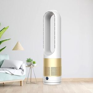 ＫＬＫＣＭＳ Bladeless Fan, Floor Fan, Mute Oscillating Portable Cooling Fan, Floor Standing Fan, Tower Fan for Living Room, Office Hotel Bedroom Indoor, gold