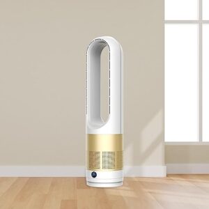 ＫＬＫＣＭＳ Bladeless Fan, Floor Fan, Mute Oscillating Portable Cooling Fan, Floor Standing Fan, Tower Fan for Living Room, Office Hotel Bedroom Indoor, gold