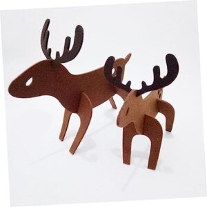 BESTOYARD 4pcs Christmas Felt Ornaments Mini Reindeer Model Christmas Tabletop Sign Christmas Felt Decor Holiday Centerpiece dseer Figurine sttue Desktop Mini Snowman Collection Elk