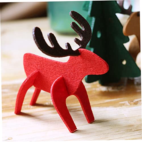 BESTOYARD 4pcs Christmas Felt Ornaments Mini Reindeer Model Christmas Tabletop Sign Christmas Felt Decor Holiday Centerpiece dseer Figurine sttue Desktop Mini Snowman Collection Elk