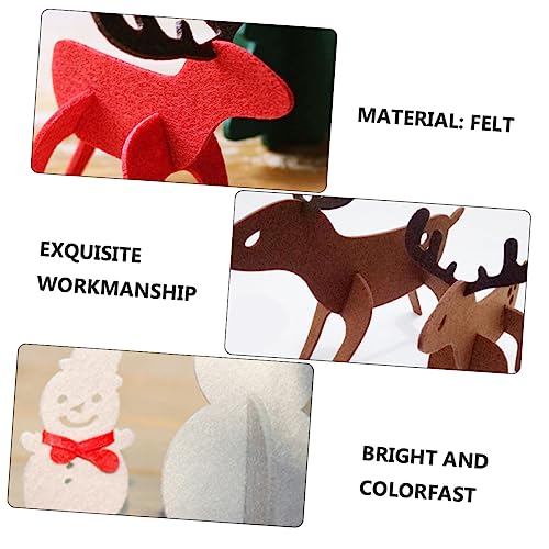 BESTOYARD 4pcs Christmas Felt Ornaments Mini Reindeer Model Christmas Tabletop Sign Christmas Felt Decor Holiday Centerpiece dseer Figurine sttue Desktop Mini Snowman Collection Elk