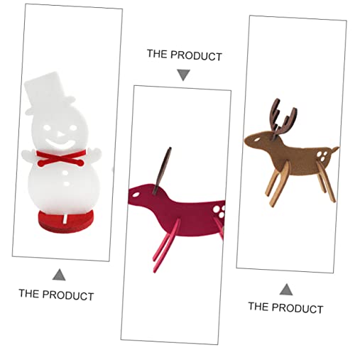 BESTOYARD 4pcs Christmas Felt Ornaments Mini Reindeer Model Christmas Tabletop Sign Christmas Felt Decor Holiday Centerpiece dseer Figurine sttue Desktop Mini Snowman Collection Elk