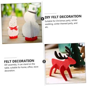 BESTOYARD 4pcs Christmas Felt Ornaments Mini Reindeer Model Christmas Tabletop Sign Christmas Felt Decor Holiday Centerpiece dseer Figurine sttue Desktop Mini Snowman Collection Elk