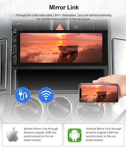 Single Din Touchscreen Car Stereo with Wireless Apple CarPlay, Rimoody 6.86" 1 Din Car Radio with with Android Auto Bluetooth FM Radio EQ Mirror Link Car mp5 Player TF/USB Rear View Camera