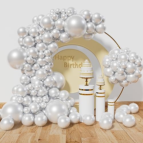 123pcs Pearl White Balloons Different Sizes for Garland Arch,Premium Party Latex Balloons for Birthday Party Graduation Wedding Anniversary Baby Shower Party Decoration