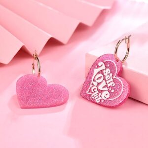 TS Inspired Lover Pink Heart Dangle Earrings TAYLOR Eras Tour Concert Fans’ Gifts TS Lover Heart Shaped Acrylic Drop Earrings SWIFTIE Outfit Jewelry For Eras Music（style 2）