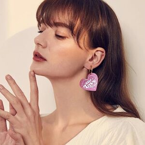 TS Inspired Lover Pink Heart Dangle Earrings TAYLOR Eras Tour Concert Fans’ Gifts TS Lover Heart Shaped Acrylic Drop Earrings SWIFTIE Outfit Jewelry For Eras Music（style 2）