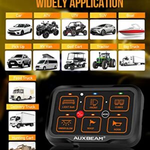 Auxbeam 6 Gang Switch Panel Bluetooth RGB AR-600 120Pcs 1" Larger DIY Decals for Car RV Camper Van Truck Marine Boat