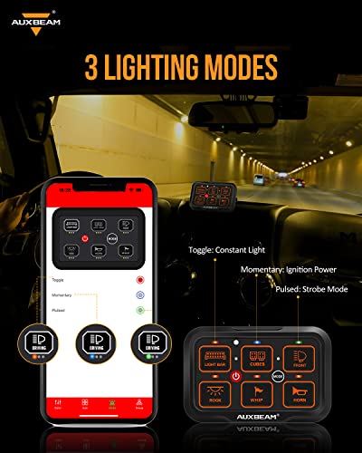 Auxbeam 6 Gang Switch Panel Bluetooth RGB AR-600 120Pcs 1" Larger DIY Decals for Car RV Camper Van Truck Marine Boat