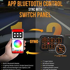 Auxbeam 6 Gang Switch Panel Bluetooth RGB AR-600 120Pcs 1" Larger DIY Decals for Car RV Camper Van Truck Marine Boat