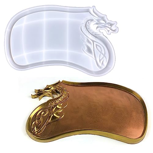 Xidmold Tray Resin Mold, Dragon Shaped Tray Silicone Mold, Epoxy Resin Casting Molds for Jewelry Storage, Fruit Food Dish, Home Decor