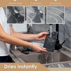 BRANDOVO Stone Sink Caddy - Instant Dry Sink Organizer - Kitchen Soap Tray - Fast Drying Stone Sink Tray - Kitchen Sink Caddy Dark Grey - 9.8x3.9 inches