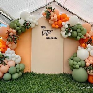 Oopat DIY Orange Balloon Arch Garland Kit Little Cutie is on the Way Baby Shower Gender Neutral Orange Citrus Kids Birthday Party Backdrop Decorations (Sage Green Orange)