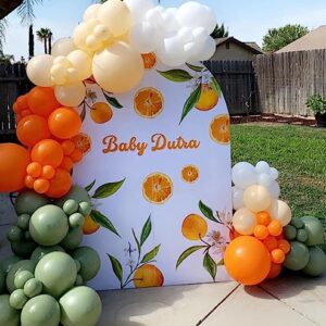 Oopat DIY Orange Balloon Arch Garland Kit Little Cutie is on the Way Baby Shower Gender Neutral Orange Citrus Kids Birthday Party Backdrop Decorations (Sage Green Orange)