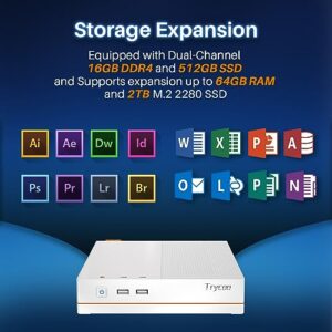 Trycoo HI-3 Mini Desktop Computers, 16GB RAM 512GB M.2 SSD Mini PC,Intel Core i5-11300H CPU and GeForce MX450 Graphics, Support 4K UHD/HDMI 2.0/LAN/Dual Wi-Fi 6