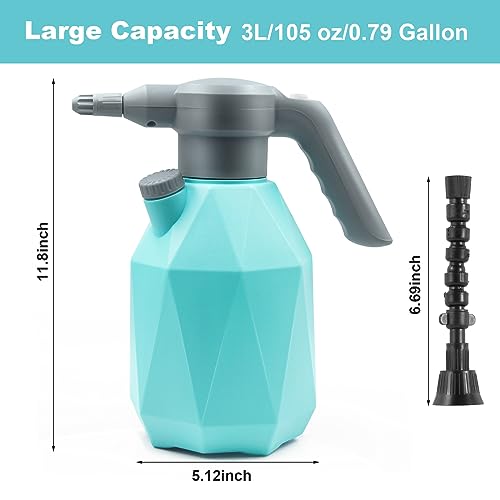 0.8 Gallon/3L Electric Spray Bottle Plant Mister, VAXMAY Electric Sprayer with Adjustable Mist Nozzle and Extension Spout, USB Rechargeable Continuous Spray Bottle for Plants, Fertilizing, Cleaning