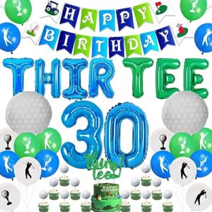 balterever golf 30th birthday decoration thir-tee birthday golf decorations with thir-tee birthday banner thir-tee birthday cake cupcake toppers golf ball foil balloon for golf theme birthday supplies