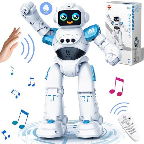 Robot Toys for Kids - Smart Talking Voice Remote Control Robot, Gesture Sensing Programmable Emo Robot Toy for Age 3 4 5 6 7 8 Year Old Boys Girls Birthday Gift Present