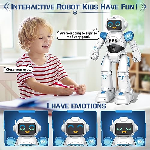 Robot Toys for Kids - Smart Talking Voice Remote Control Robot, Gesture Sensing Programmable Emo Robot Toy for Age 3 4 5 6 7 8 Year Old Boys Girls Birthday Gift Present