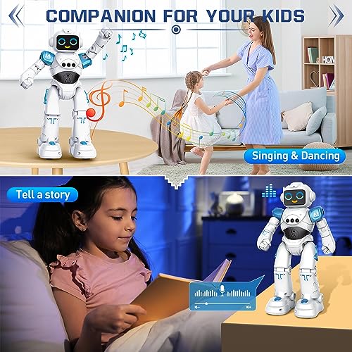 Robot Toys for Kids - Smart Talking Voice Remote Control Robot, Gesture Sensing Programmable Emo Robot Toy for Age 3 4 5 6 7 8 Year Old Boys Girls Birthday Gift Present