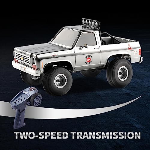 FairRc Mod 1/24 RC Crawler FCX24 Chevy K5 Blazer, Mini RC Car Pick Up Truck & SUV 2 in 1, 4WD 8km/h 2 Speeds Switch, 2.4GHz 3CH RC Model with LED Lights for Adults, Silver Without Stickers