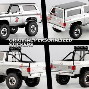 FairRc Mod 1/24 RC Crawler FCX24 Chevy K5 Blazer, Mini RC Car Pick Up Truck & SUV 2 in 1, 4WD 8km/h 2 Speeds Switch, 2.4GHz 3CH RC Model with LED Lights for Adults, Silver Without Stickers