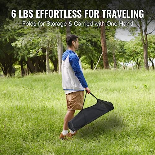 VEVOR Folding Camping Table, Outdoor Portable Lightweight Aluminum Ultra Compact Snap-Together Design with Carry Bag, for Cooking, Beach, Picnic, Travel, Grilling, 28'' x 28'', Silver