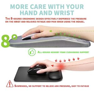 KUOSGM Ergonomic Mouse Pad Wrist Support with Gel Massage Bump Design, Carpal Tunnel Pain Relief Wrist Rest Mousepad, Memory Foam Wrist Pad for Wireless Mouse & Desk (12x8 inch,Mid Grey)