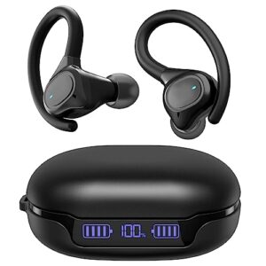 apekx true wireless earbuds - secure fit earhooks for small ear, bluetooth headphones for iphone, ipx7 waterproof, 40h playtime, ideal for sports and workouts (black)