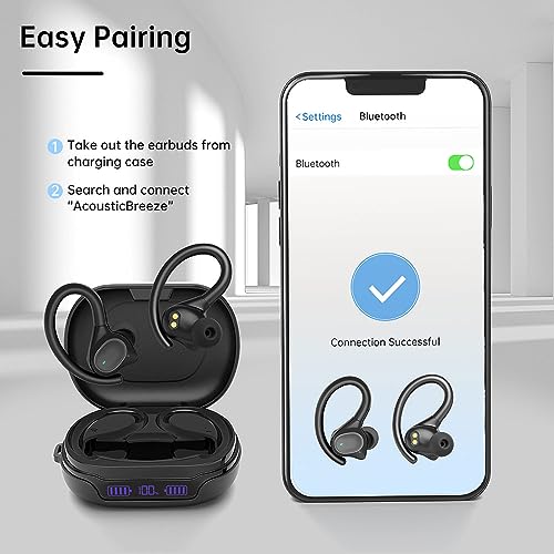 APEKX True Wireless Earbuds - Secure Fit Earhooks for Small Ear, Bluetooth Headphones for iPhone, IPX7 Waterproof, 40H Playtime, Ideal for Sports and Workouts (Black)